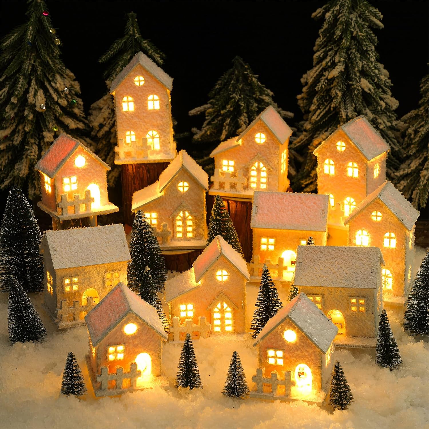 Jenaai 25 Pcs Christmas Village Sets Christmas Village Accessories ...