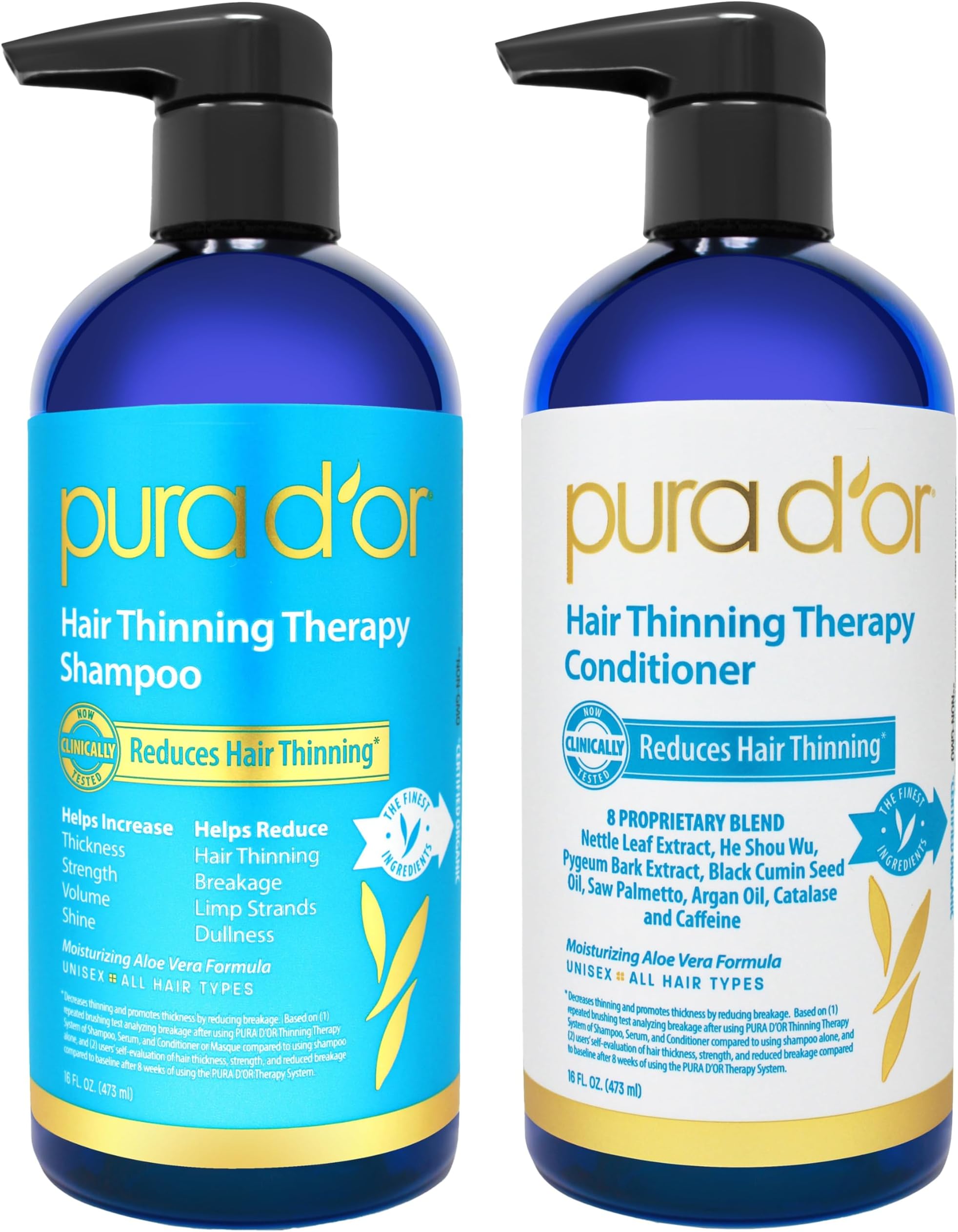 Amazon.com : PURA D'OR Hair Thinning Therapy Biotin Shampoo and Conditioner Set, CLINICALLY ...