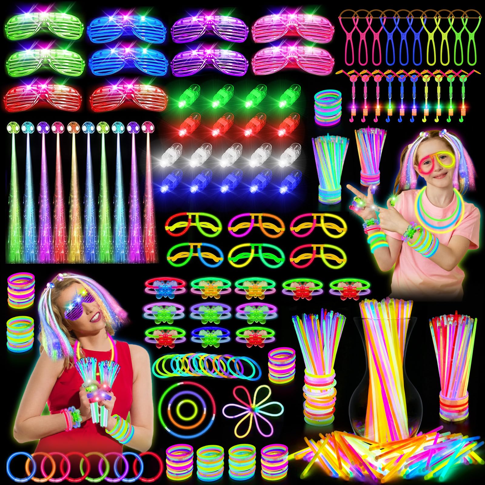 Amazon.com: OLUPP Glow in the Dark Party Supplies, 264 PCS Light Up ...