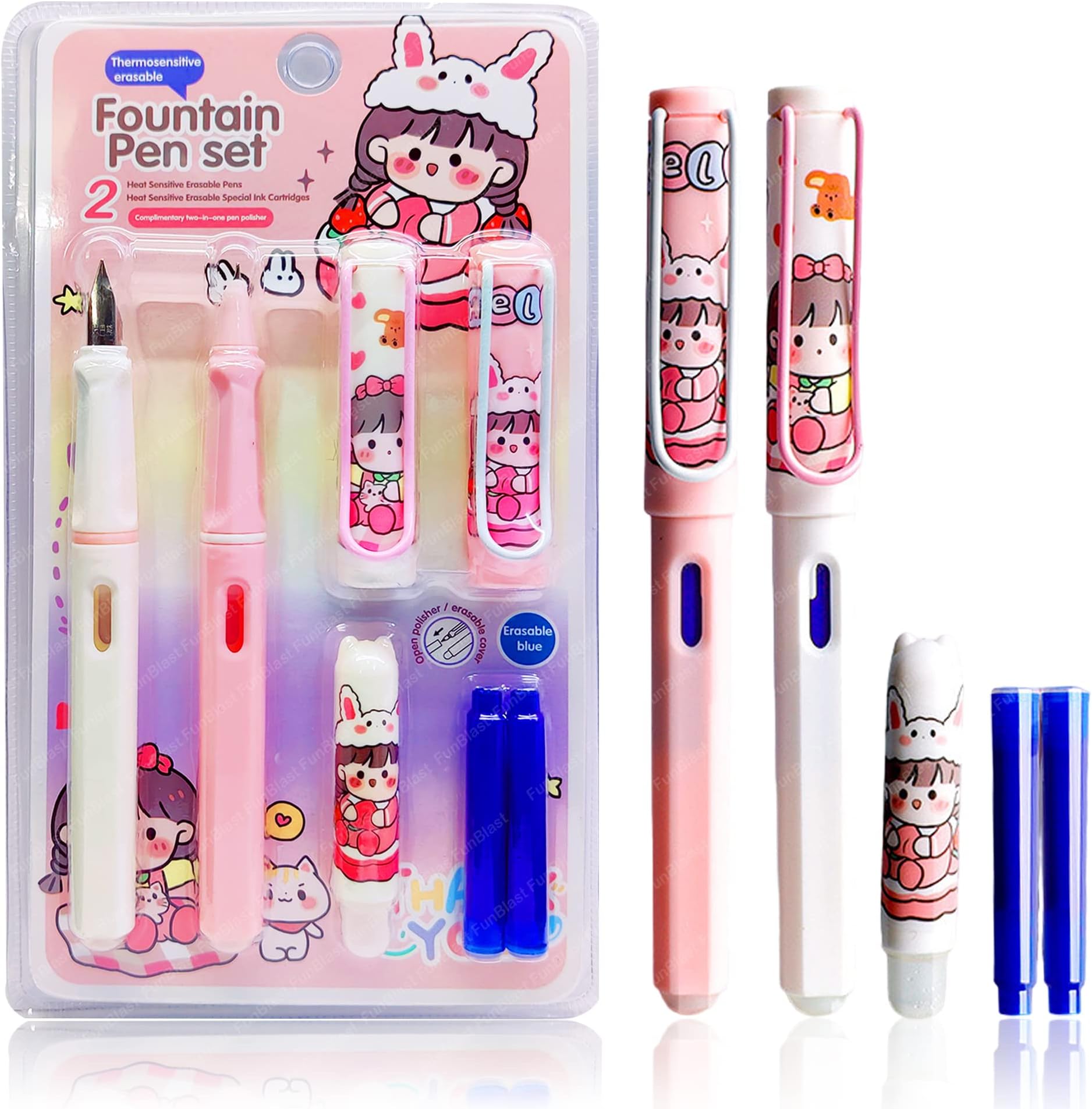 FunBlast Fountain Pen For Students, Erasable Pen Set For School ...