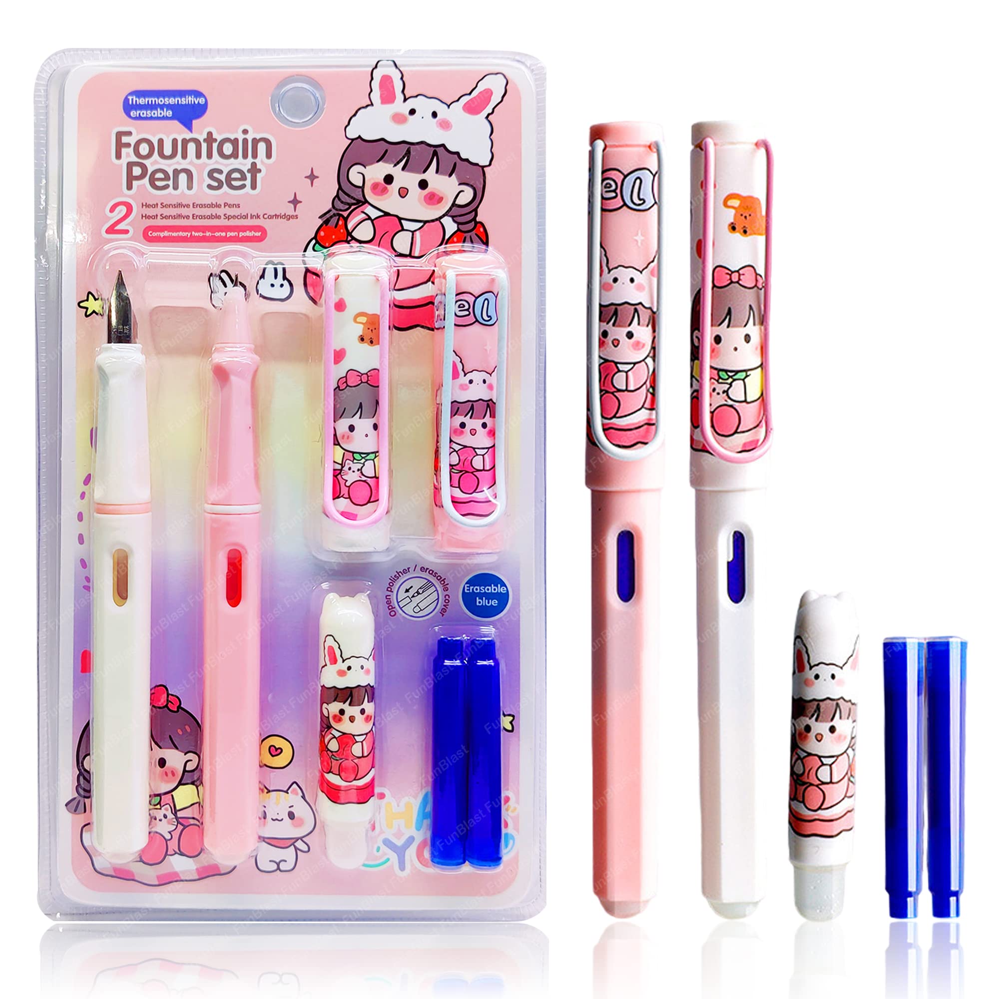 FunBlast Fountain Pen For Students, Erasable Pen Set For School ...