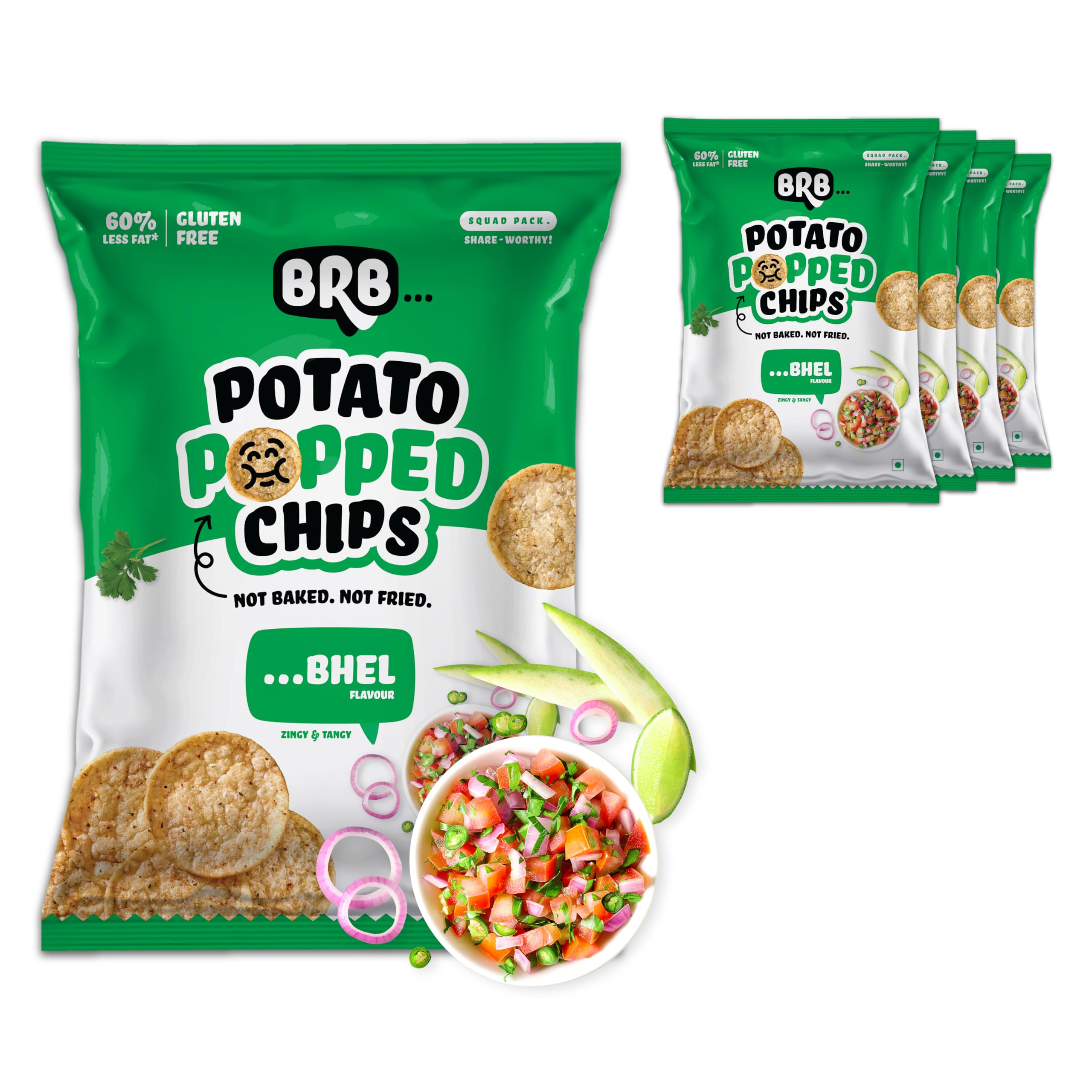BRB Popped Potato Chips | Not Baked, Not Fried | Bhel Flavour | 5 Packs ...