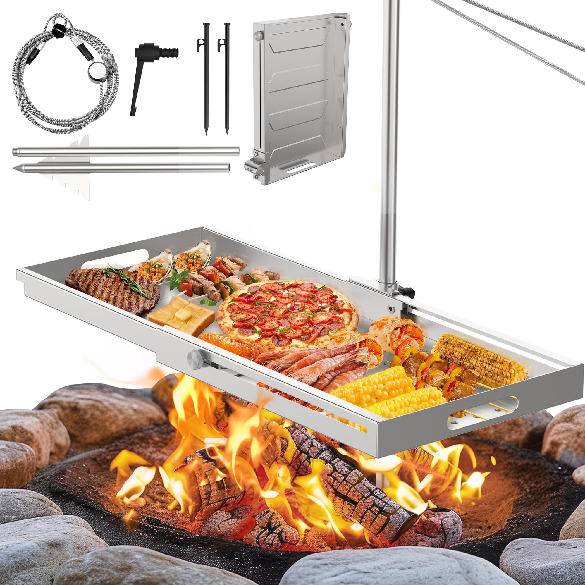 Snapklik.com : Stainless Swivel Campfire Grill, Heavy-Duty Campfire ...