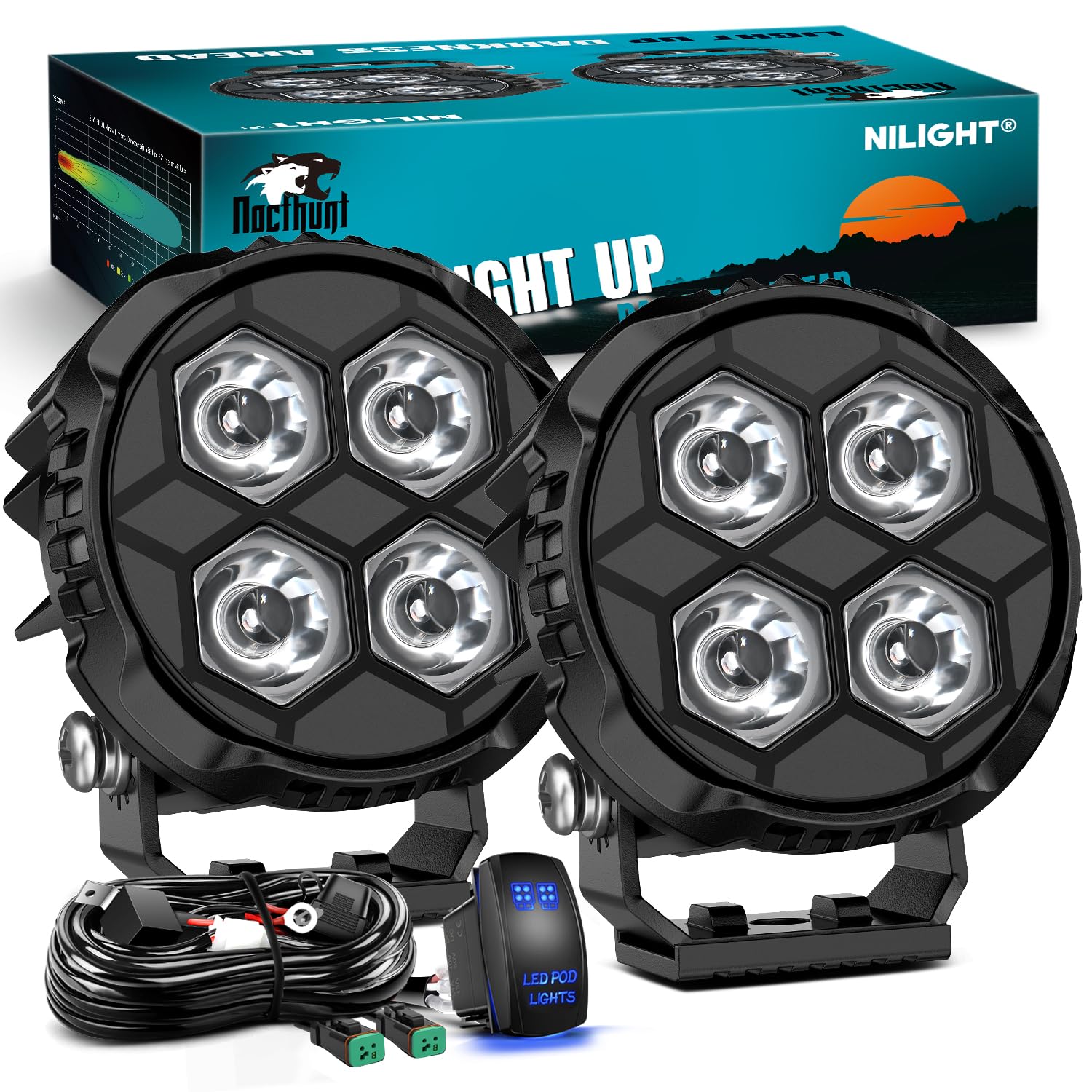 Amazon.com: Nilight LED Pod Light 2PCS 3.1 Inch 20W Round Driving ...