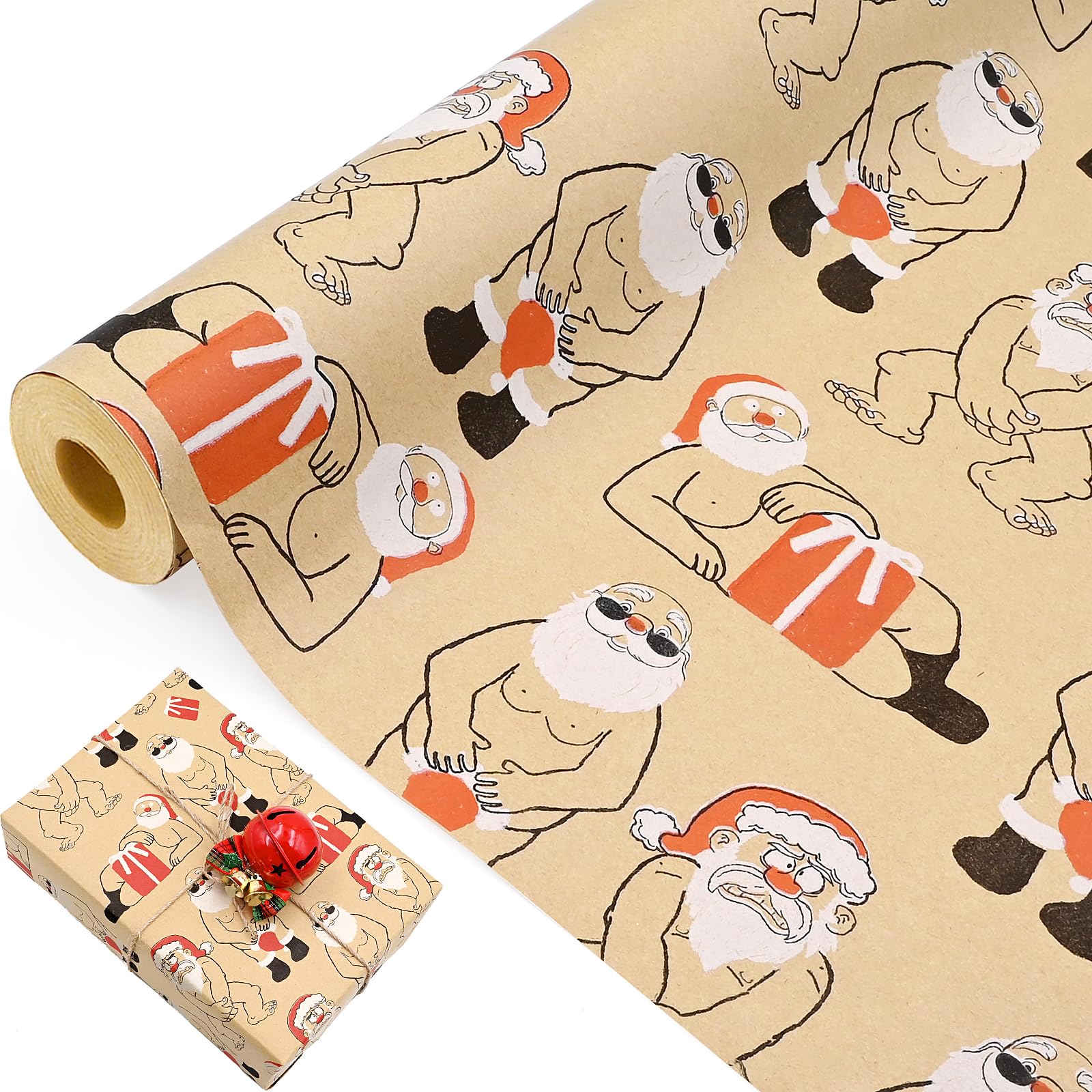 43cm *12m Christmas Wrapping Paper Roll，DXTXTJ Recyclable Kraft ...