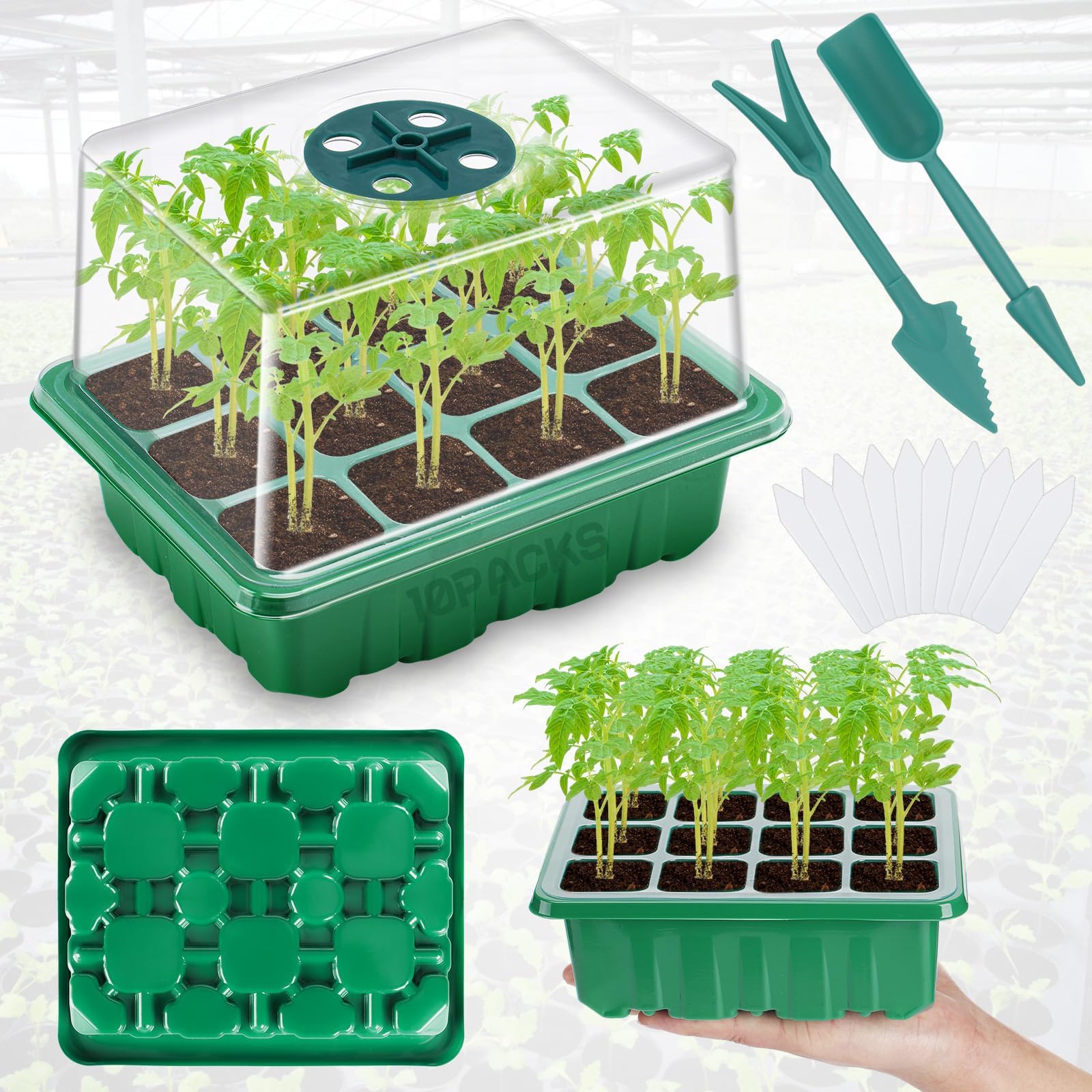 Amazon.com : Hahood 6 Pack 12-Cells Seed Starter Tray Kit with Humidity ...