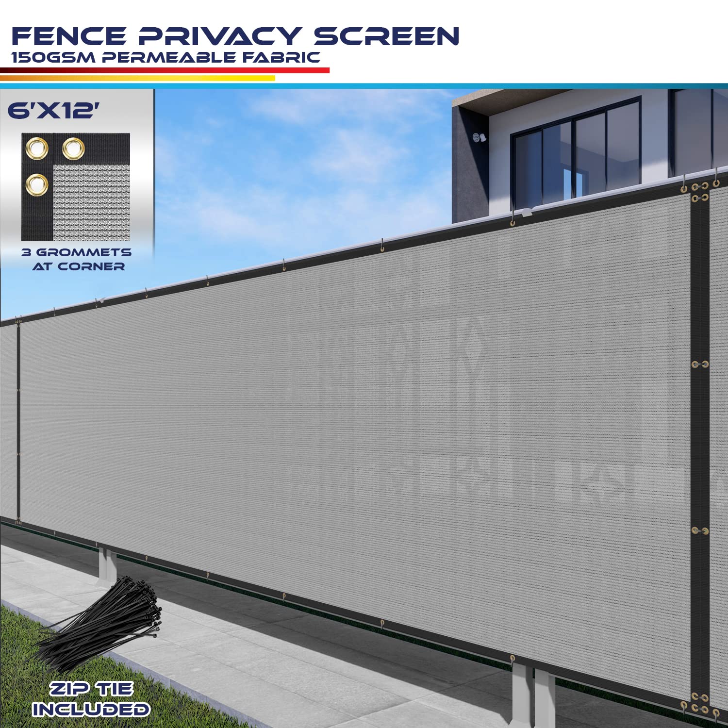 Snapklik.com : WINDSCREEN4LESS 6 X 12 Privacy Fence Screen In Light ...