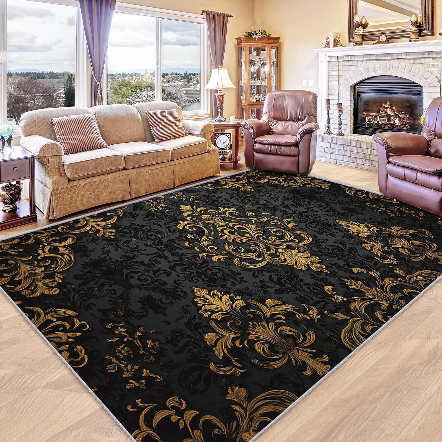Amazon.com: SZLYZM Damask Rug Runner - Oriental Damask Rug, 3x4 Rug ...