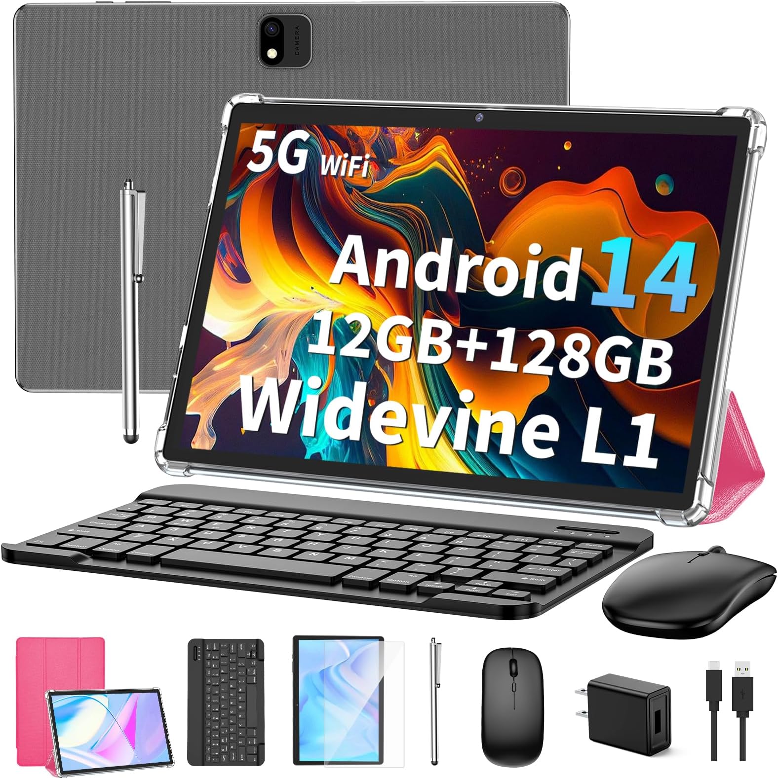 Amazon.com : Android 14 Tablet with Keyboard - 10 inch Tablet, 12GB RAM ...