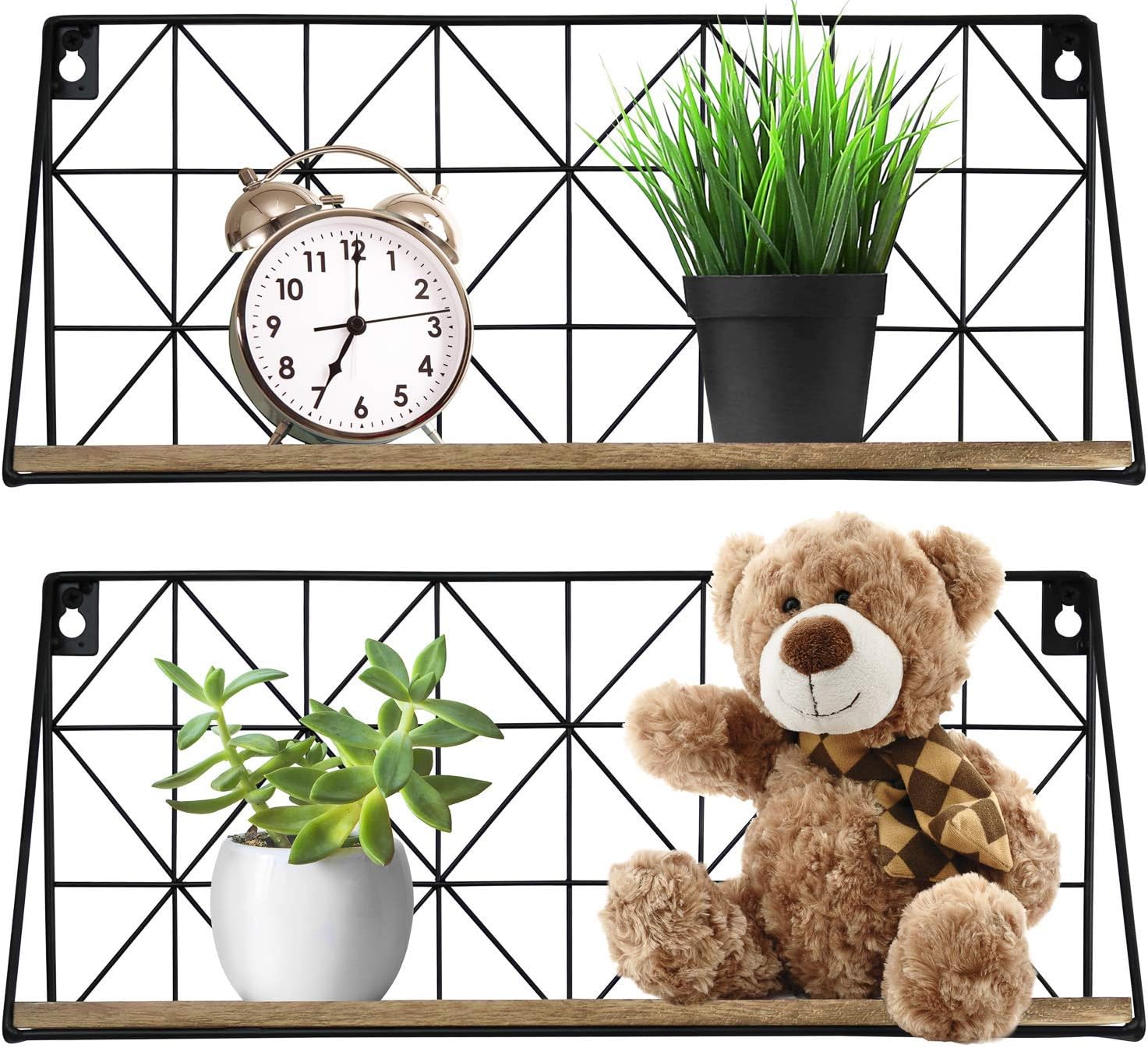 Amazon.com: Greenco Geometric Mounted Floating, Home Decor, Metal Wire ...