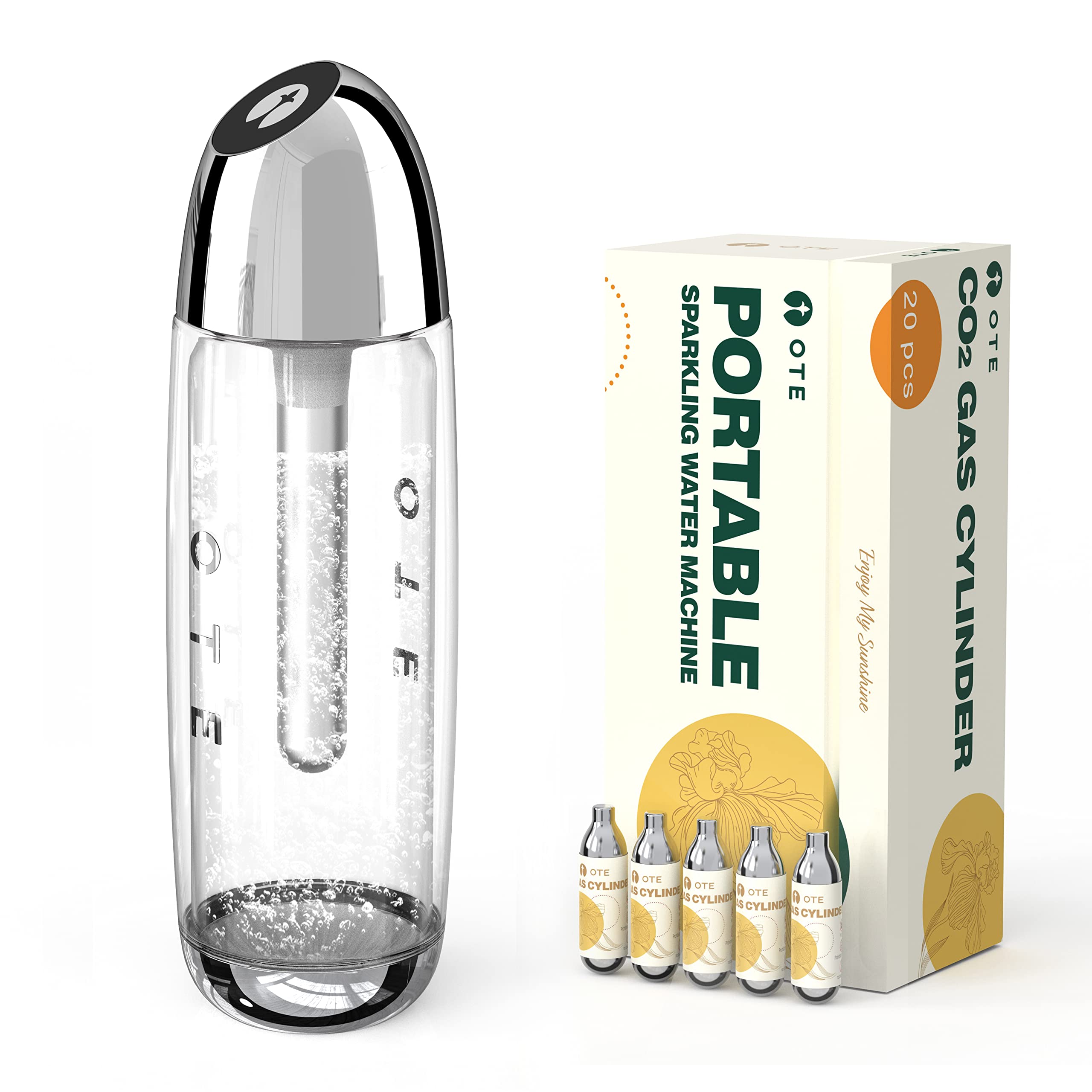 OTE Portable Water Carbonator, Sparkling Water Machine, 450 ml, Compact ...