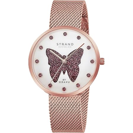 Buy Strand By Obaku 3D Sparkling Butterfly Analog Rose Gold Dial Women ...