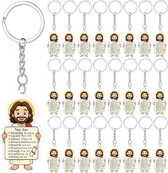 Amazon.com: Nosiny 50 Pcs Acrylic Jesus Keychain Bulk Inspirational ...