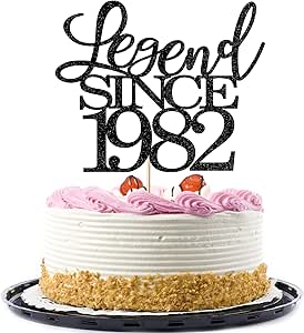 Amazon.com: Migeaks Legend Since 1982 Cake Topper 43th Birthday Happy ...