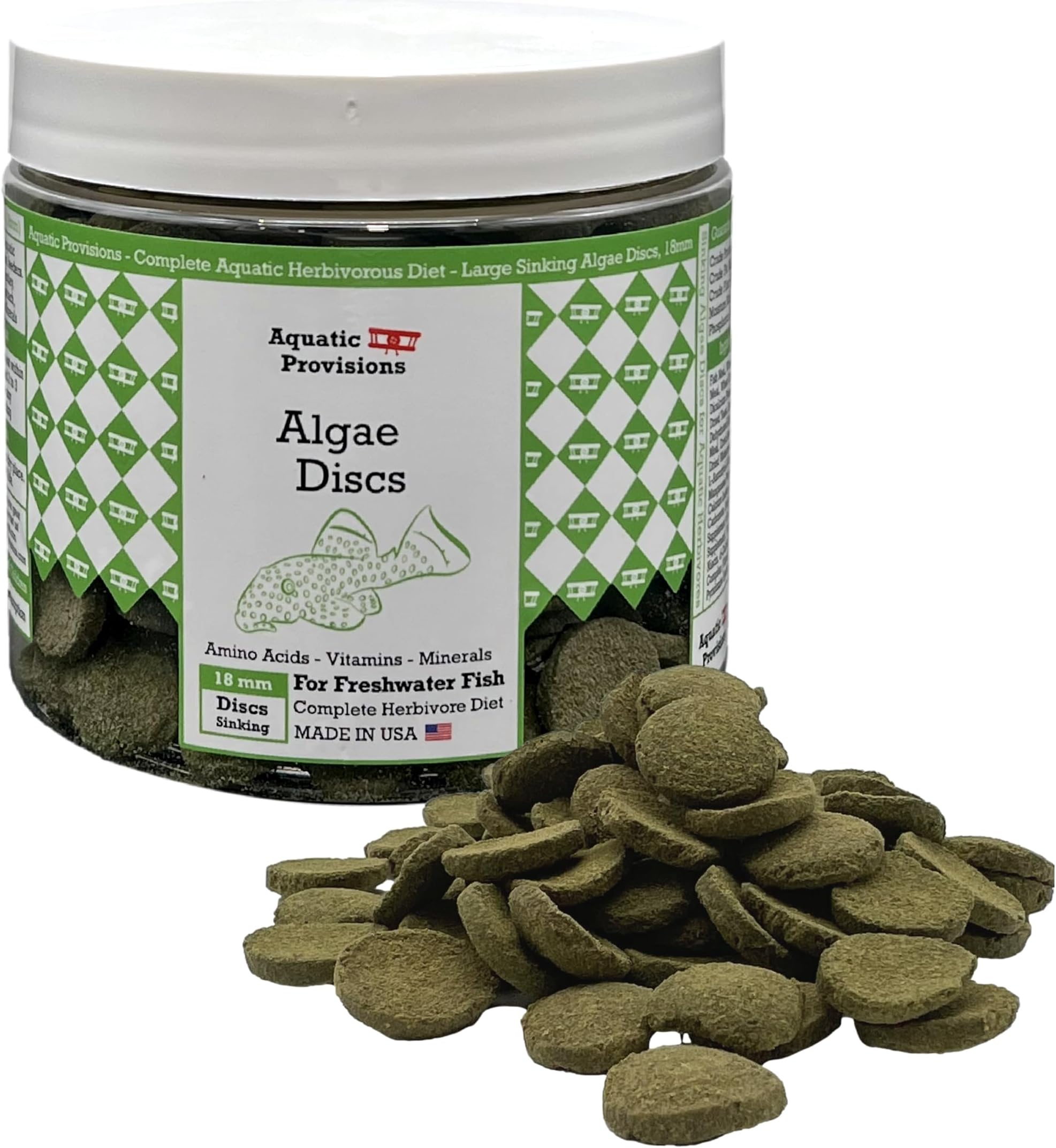 Amazon.com: Algae Discs 8 oz, Sinking 18mm Wafers, Fish Food for ...