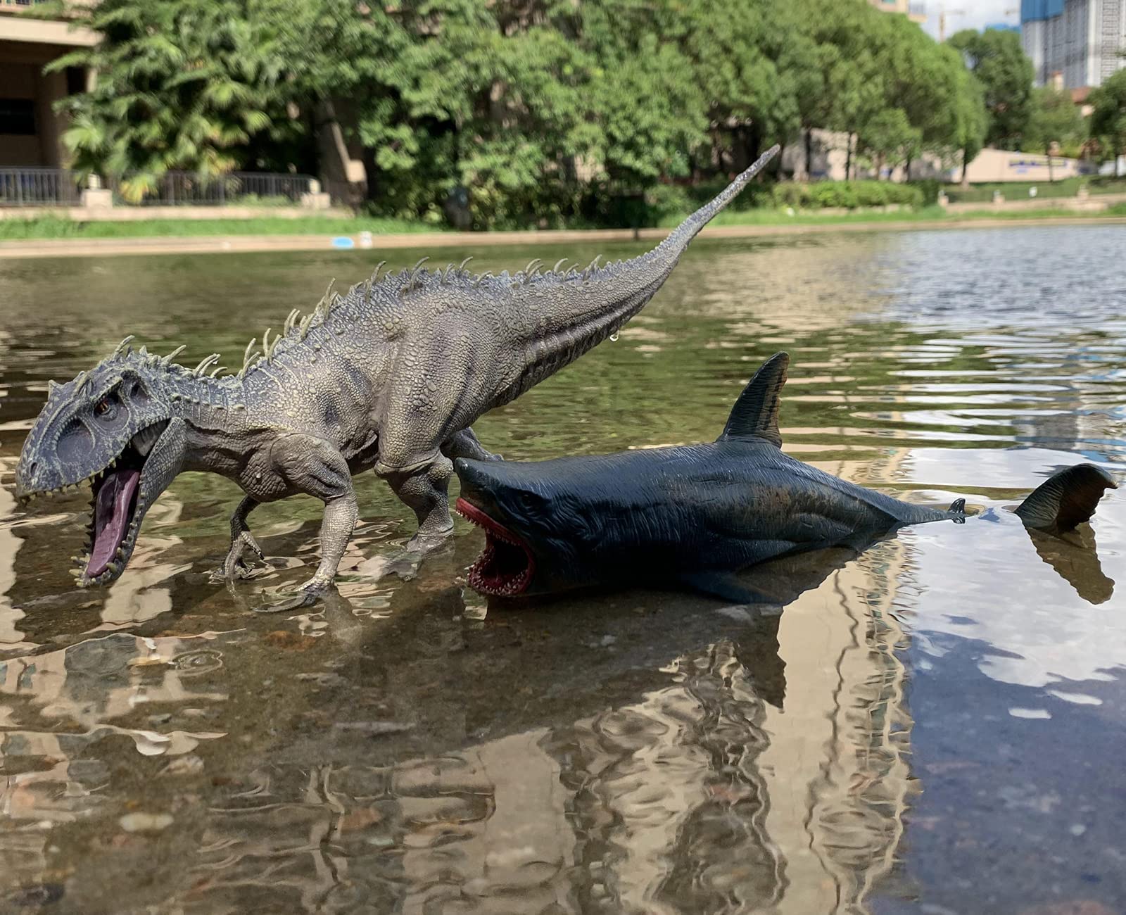 Indominus Rex And Colossal Megalodon Shark Jurassic Dinosaur Toys Meg ...