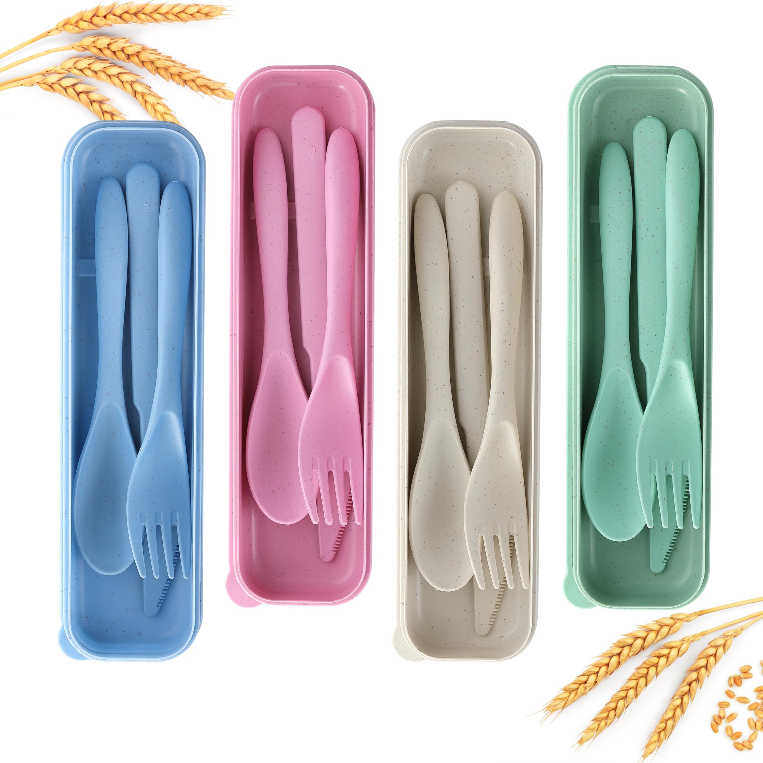 Travel Cutlery Set 4 Set Reusable Travel Utensils With Case - Ocean ...