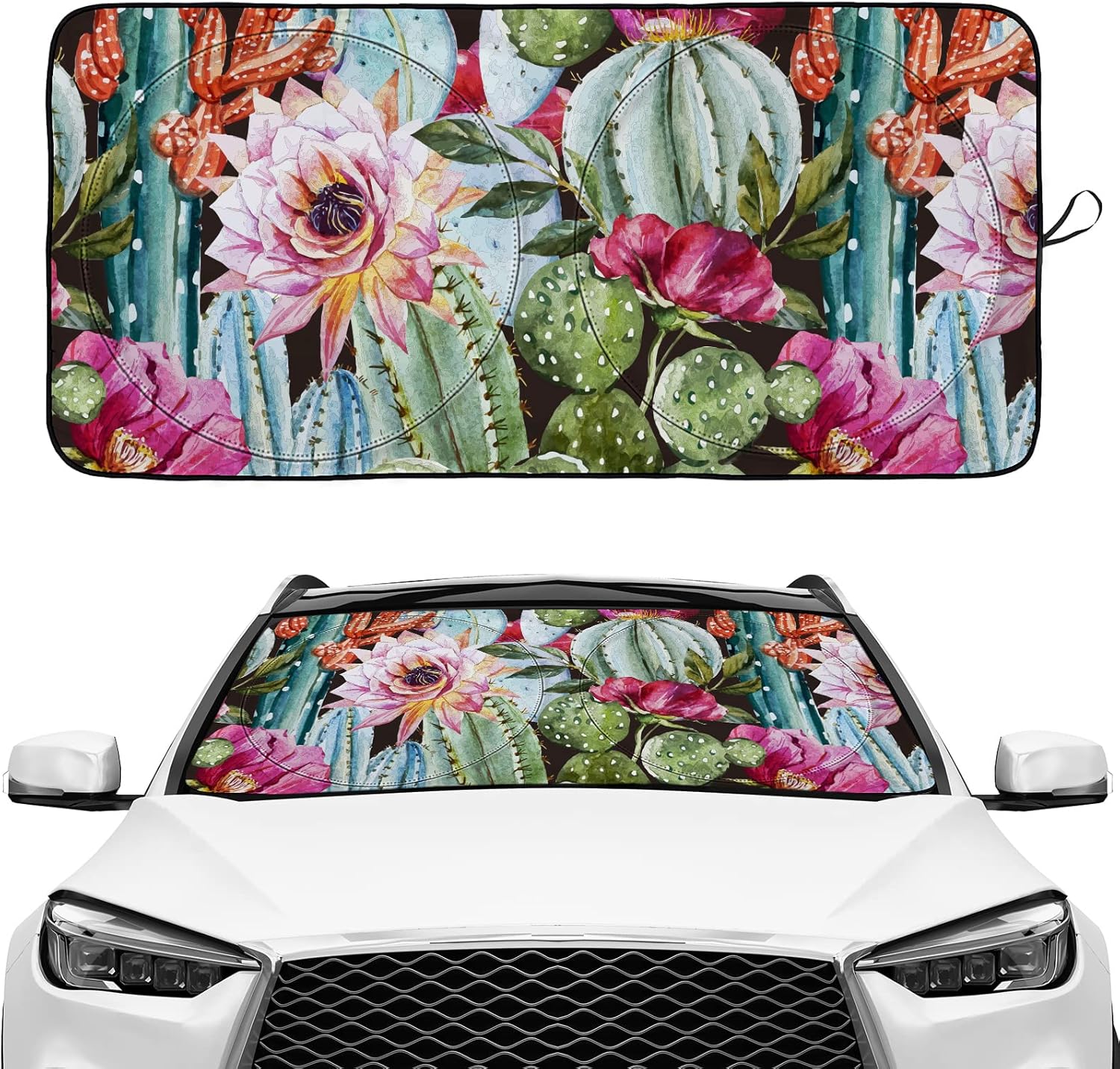 Amazon.com: Green Cacti Succulent Plant Tropical Windshield Sunshade ...