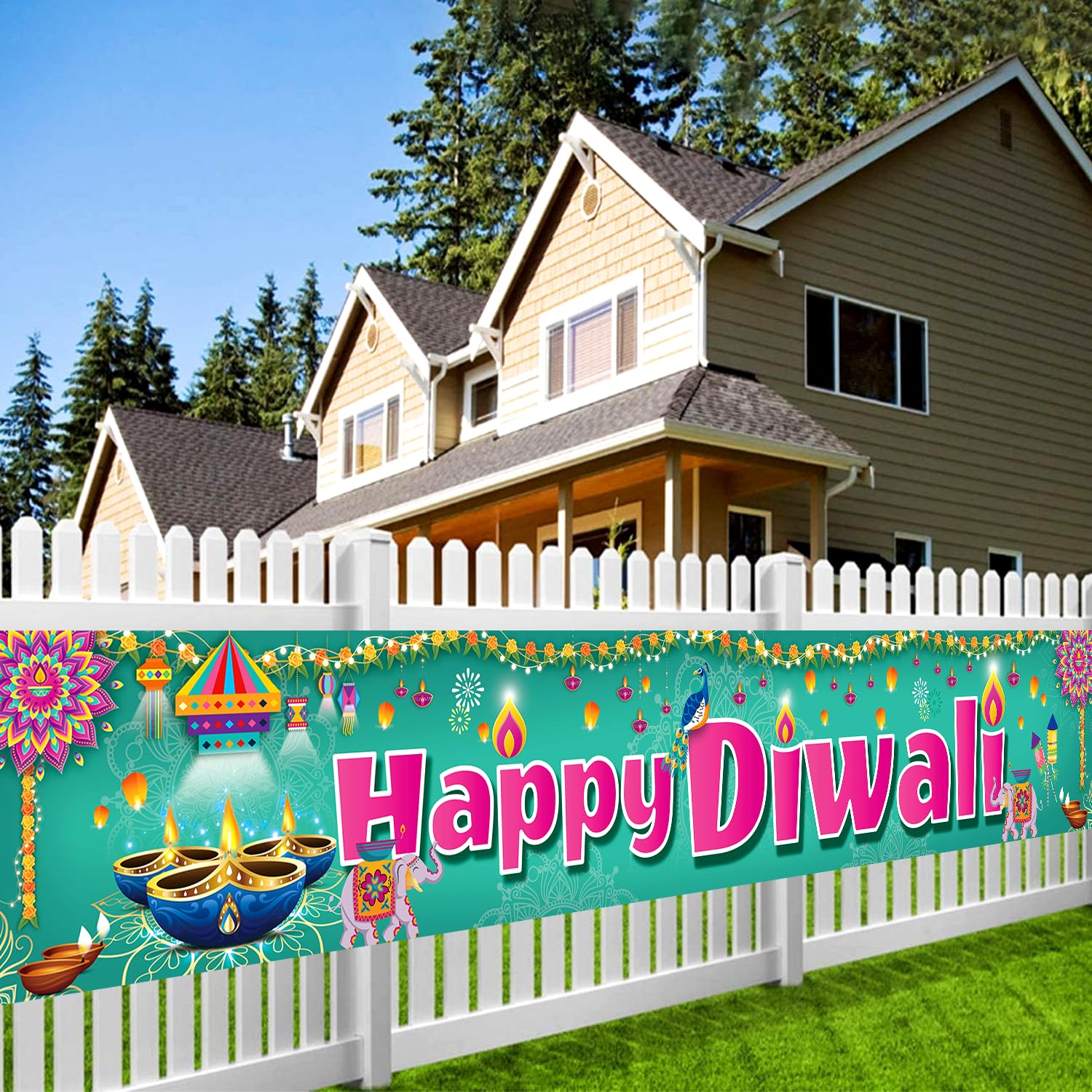 Amazon.com: Happy Diwali Banner, Diwali DDecoration Garden Banner ...