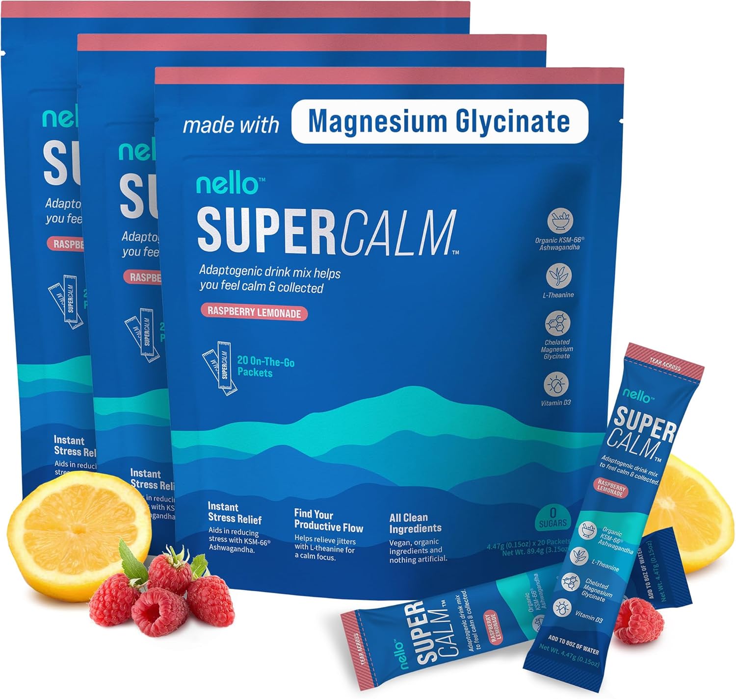 Amazon.com: Nello Supercalm - Mezcla de bebida Ashwagandha KSM 66 ...