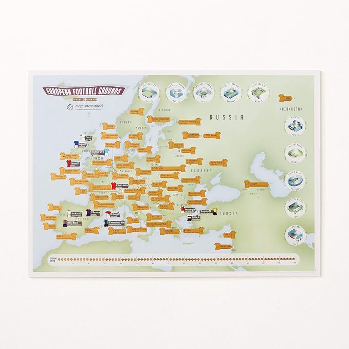 Scratch Off European Football Gift Grounds Map Poster - 59.4cm (w) x ...