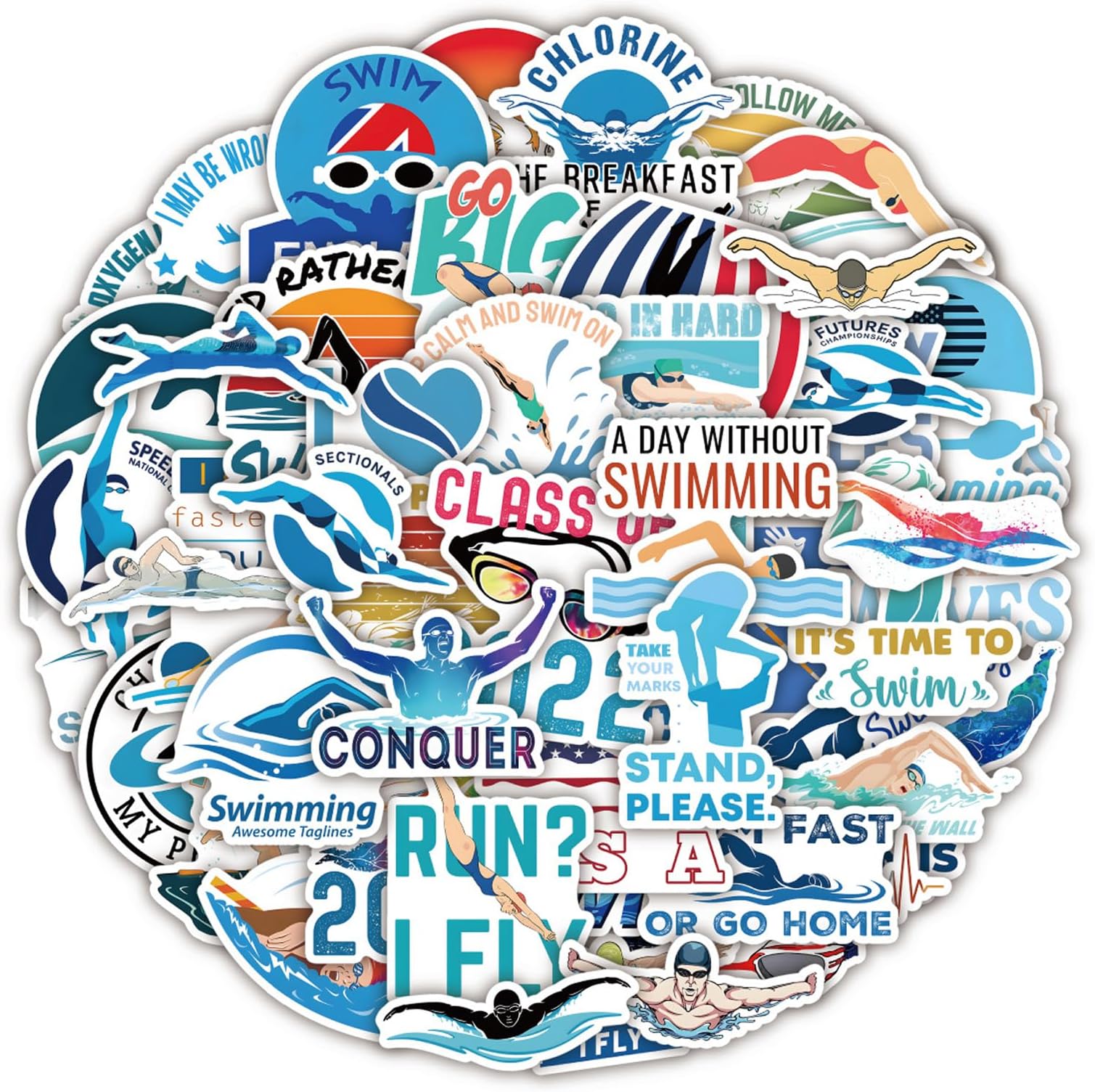 Amazon.com: GOLEEX 20 Pack Pcs Waterproof Vinyl Swimming Bumper Sticker ...