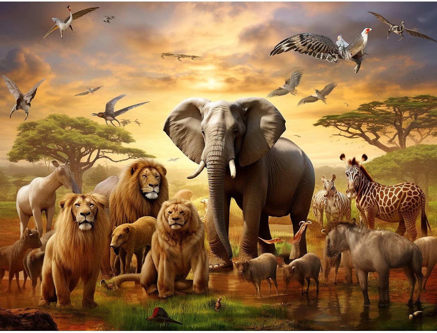 Amazon.com : Jungle Animals Backdrop Summer Tropical African Forest ...