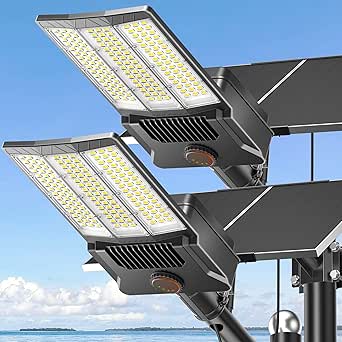 Deepn Solar Street Lights Outdoor, 12000W Commercial Parking Lot Light with Motion Sensor IP67 ...