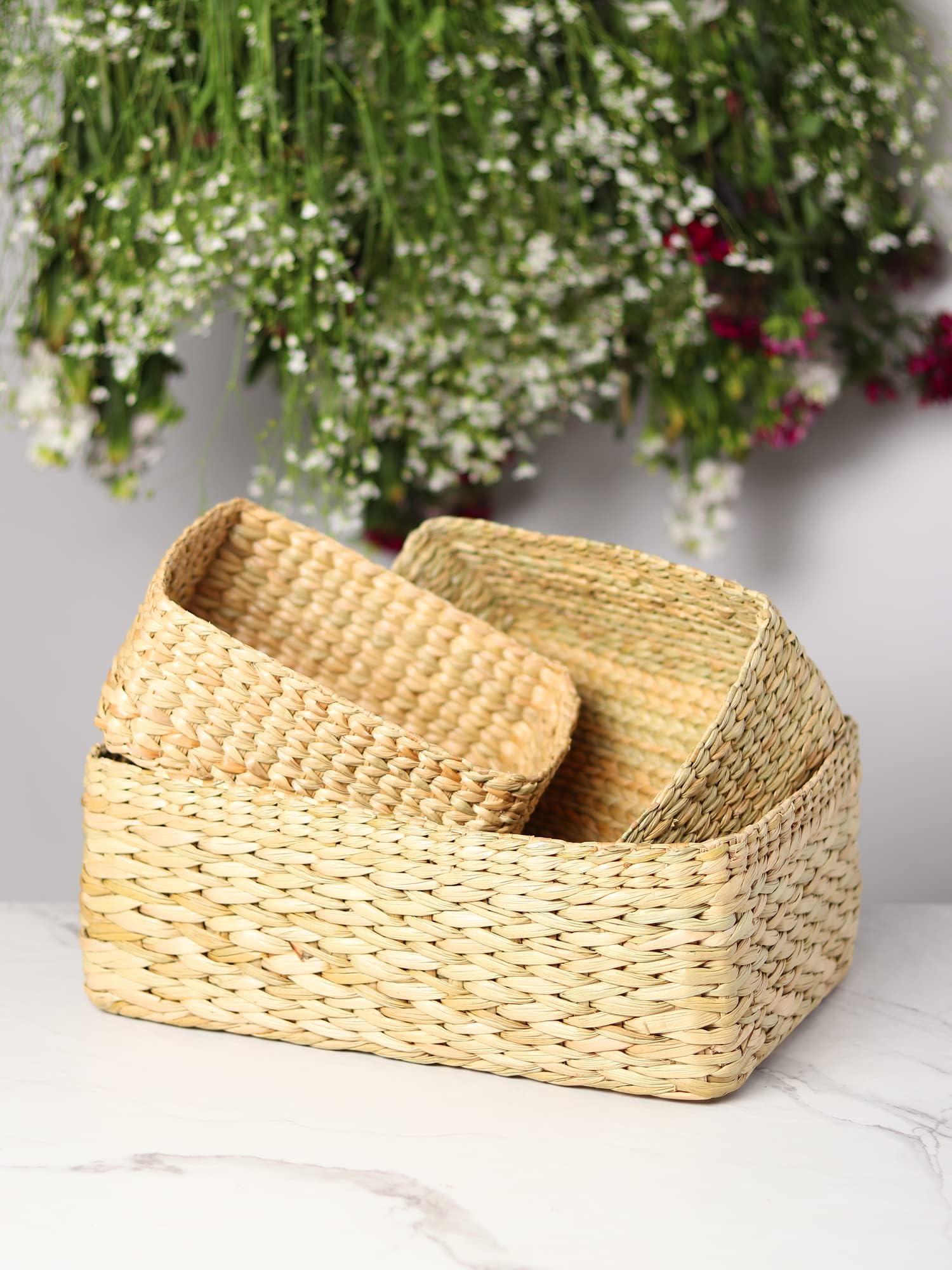 HabereIndia Habere India-All The Cultures Fabricating India Rectangular Storage Baskets|Cane Or ...