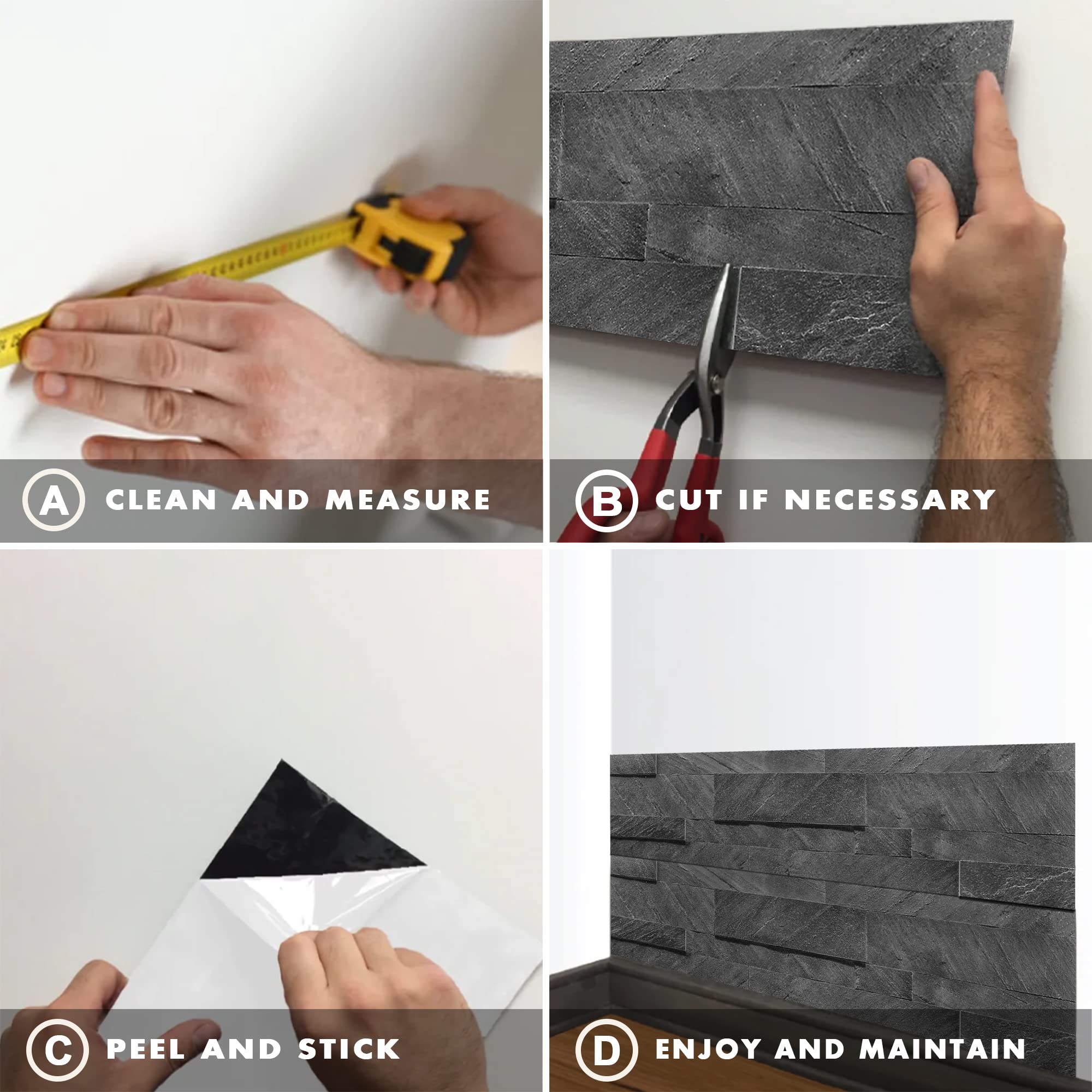 Stoneflex Peel and Stick 3D Stone Tiles - Self Adhesive Stick on Kitchen Backsplash Accent Wall ...