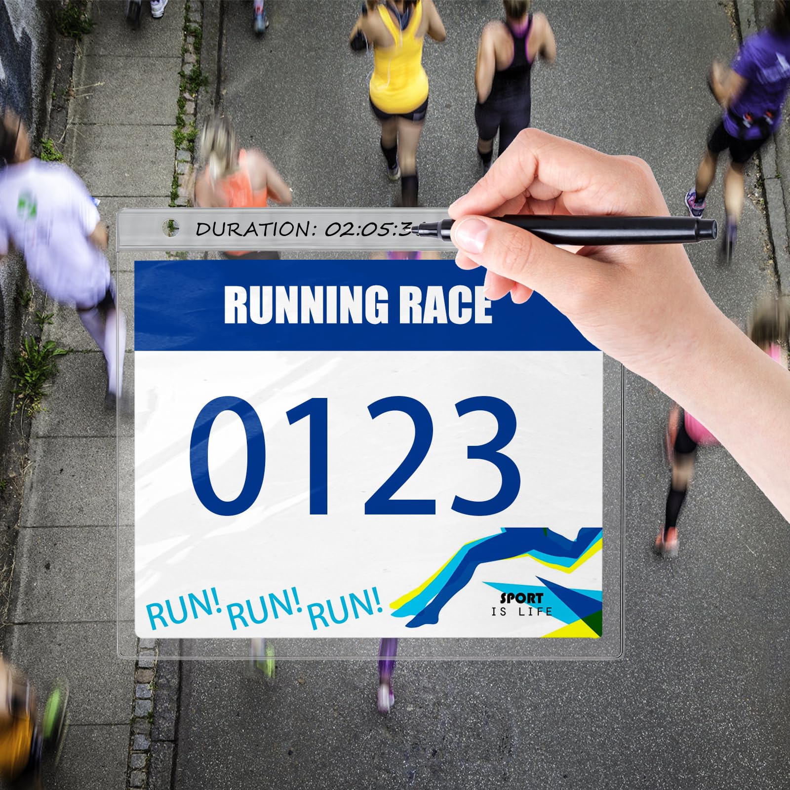 Marathon Bib Display Sleeves Medal Hanger Vinyl Holder 20-Pack Race Bib ...
