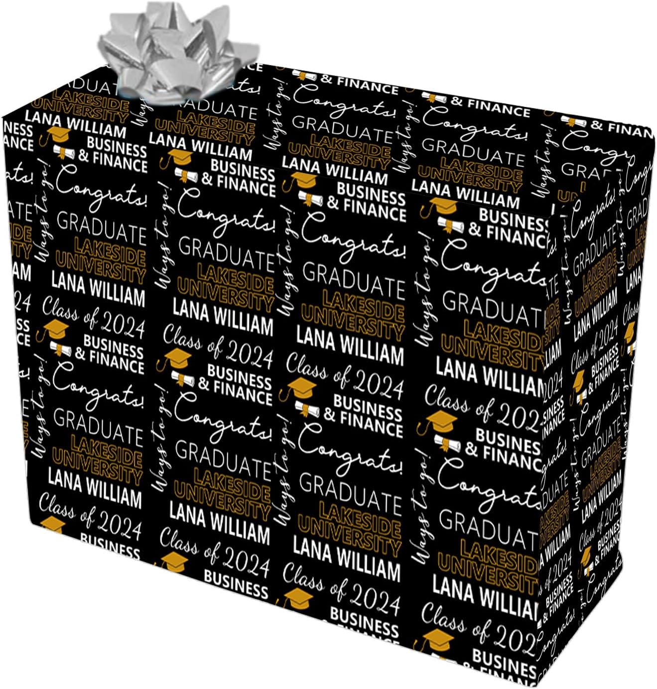 Amazon.com: YESCUSTOM Custom Name Graduation Gift Wrapping Papers ...