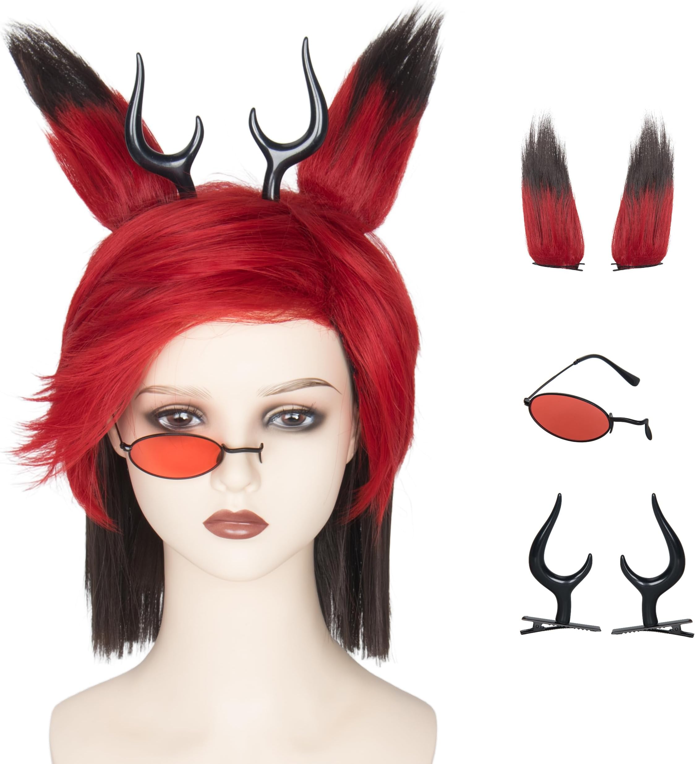 Amazon.com: Miss U Hair Men Short Red Brown Wig with Detachable Ears ...