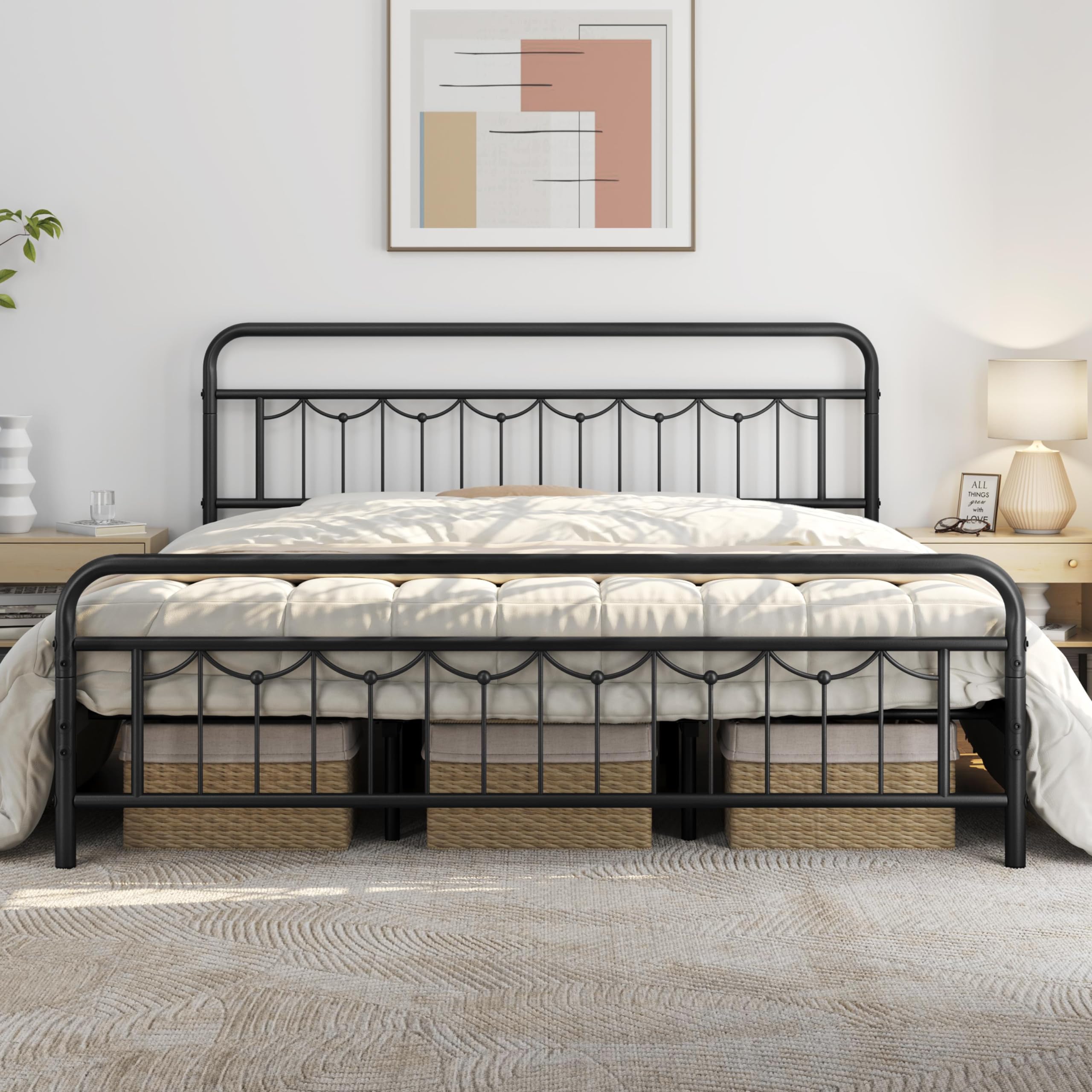 Snapklik.com : Yaheetech King Size Metal Bed Frame