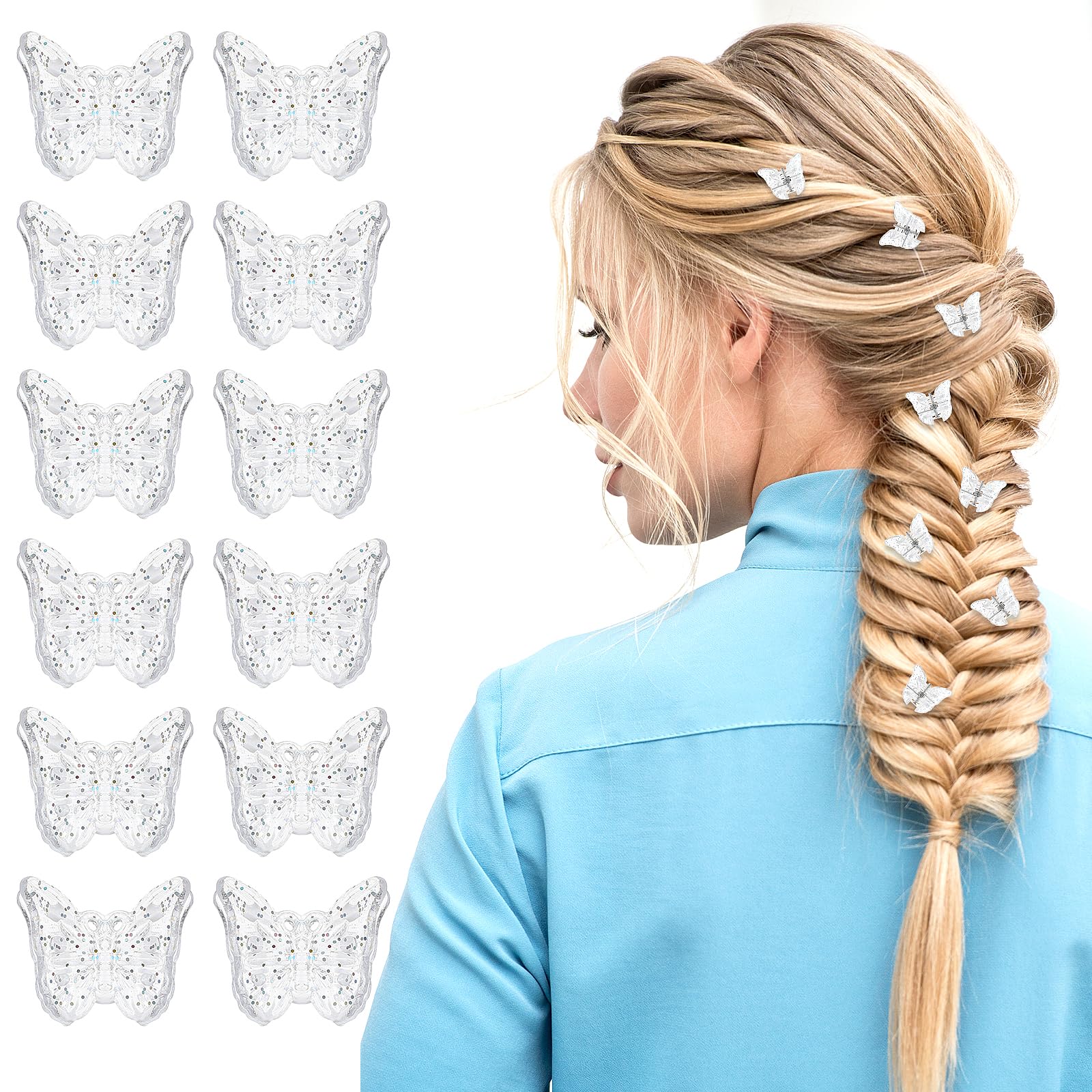 Small Mini Butterfly Claw Hair Clips 12pcs Sparkly Colorful Tiny ...