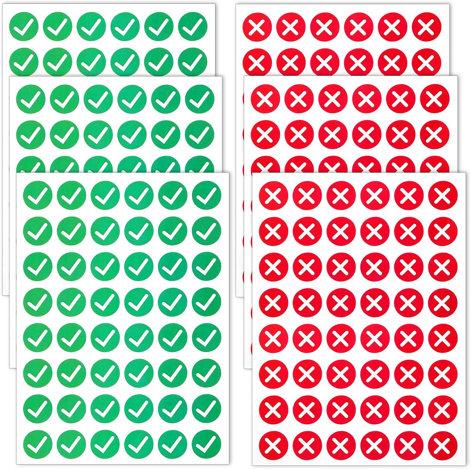 Amazon.com: 240 PCS Green Check and Red Cross Mark Stickers, Self ...