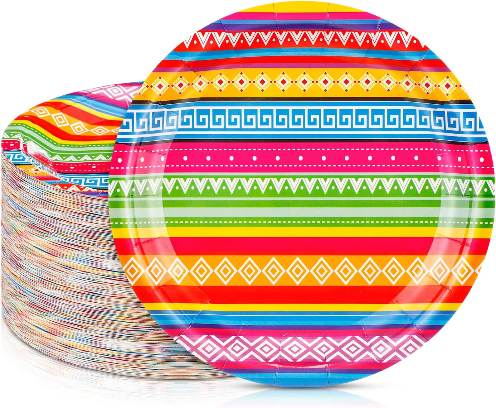 Amazon.com: BLUE PANDA 80-Pack Mexican Fiesta Design Paper Plates for ...