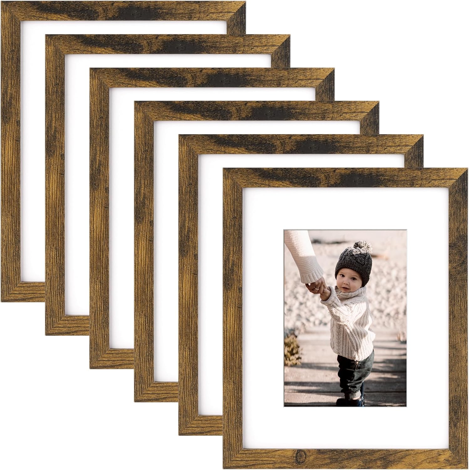 Amazon.com - FinalFind 8x10 Brown Picture Frame with Mat for 5x7 or ...