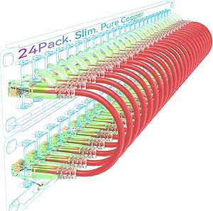 Sokqovt Cat6a Patch Cables Slim 3ft (24 Pack), Flexible Cat6 Ethernet ...