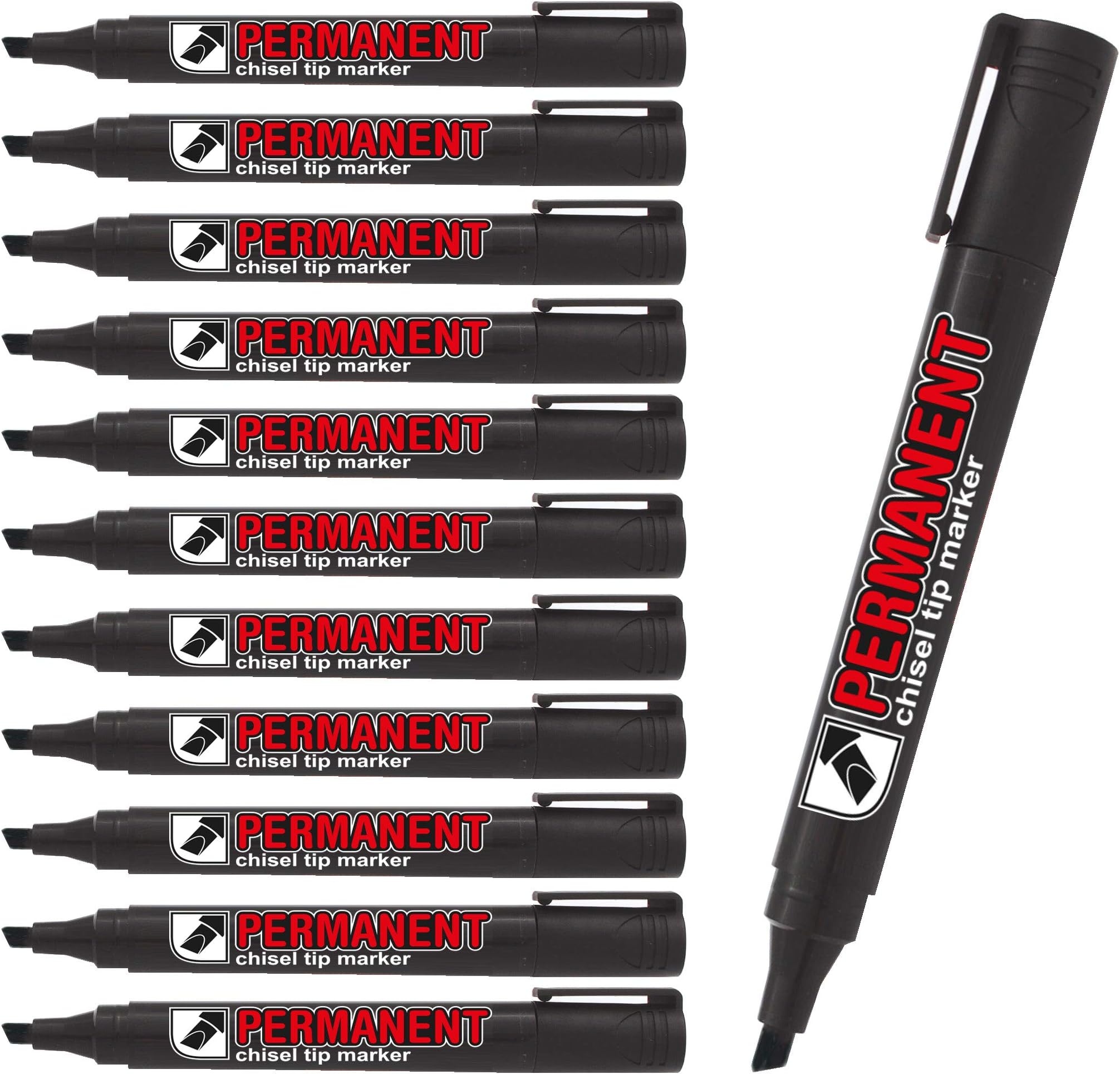Q-Connect Permanent Marker Pen Chisel Tip Black (Pack of 10) KF26042 ...