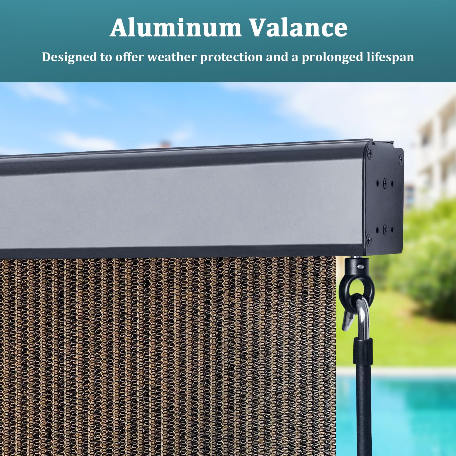 Snapklik.com : Shade&Beyond Outdoor Roller Shades 8 W X 8 H Mocha Patio Roll Up Blinds