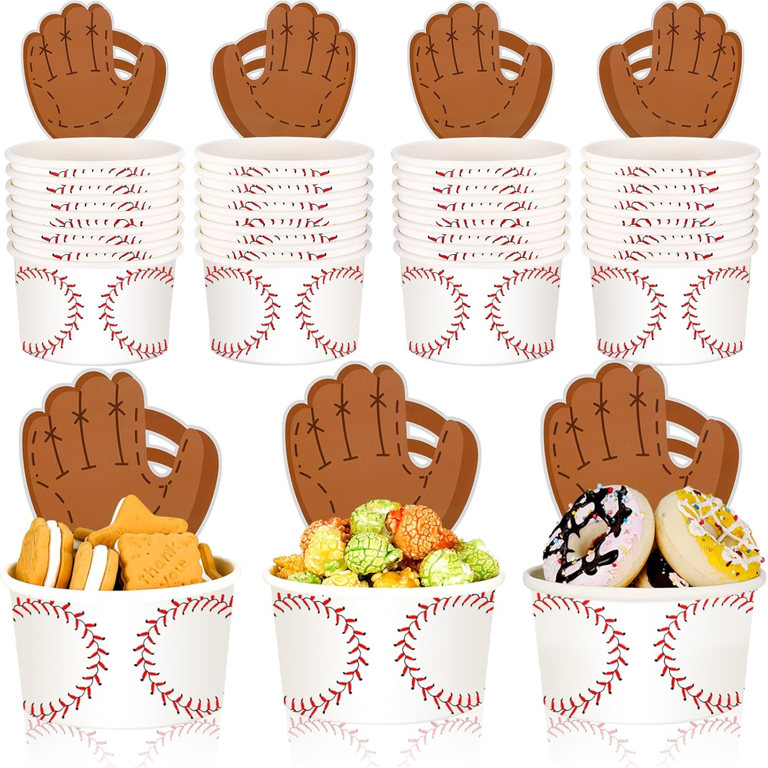 Amazon.com: Sunnyray 24 Sets Baseball Hoop Snack Cups with Baseball ...