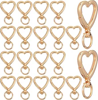 Amazon.com: CIATBYYJ 20Pcs Heart Shape Keychains Gold Metal Spring Key ...