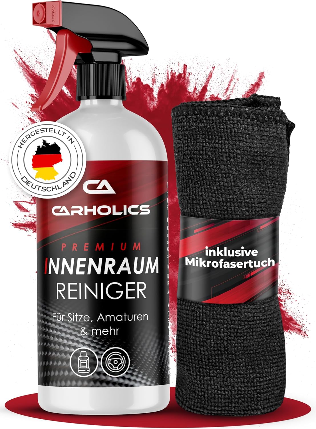 CARHOLICS Auto Innenraum Reiniger Set (500ml) inkl. Mikrofasertuch Made ...