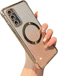 Amazon.com: ZTOFERA Clear Magnetic Case for Samsung Galaxy S20 FE 5G with Gradient Glitter Peice ...