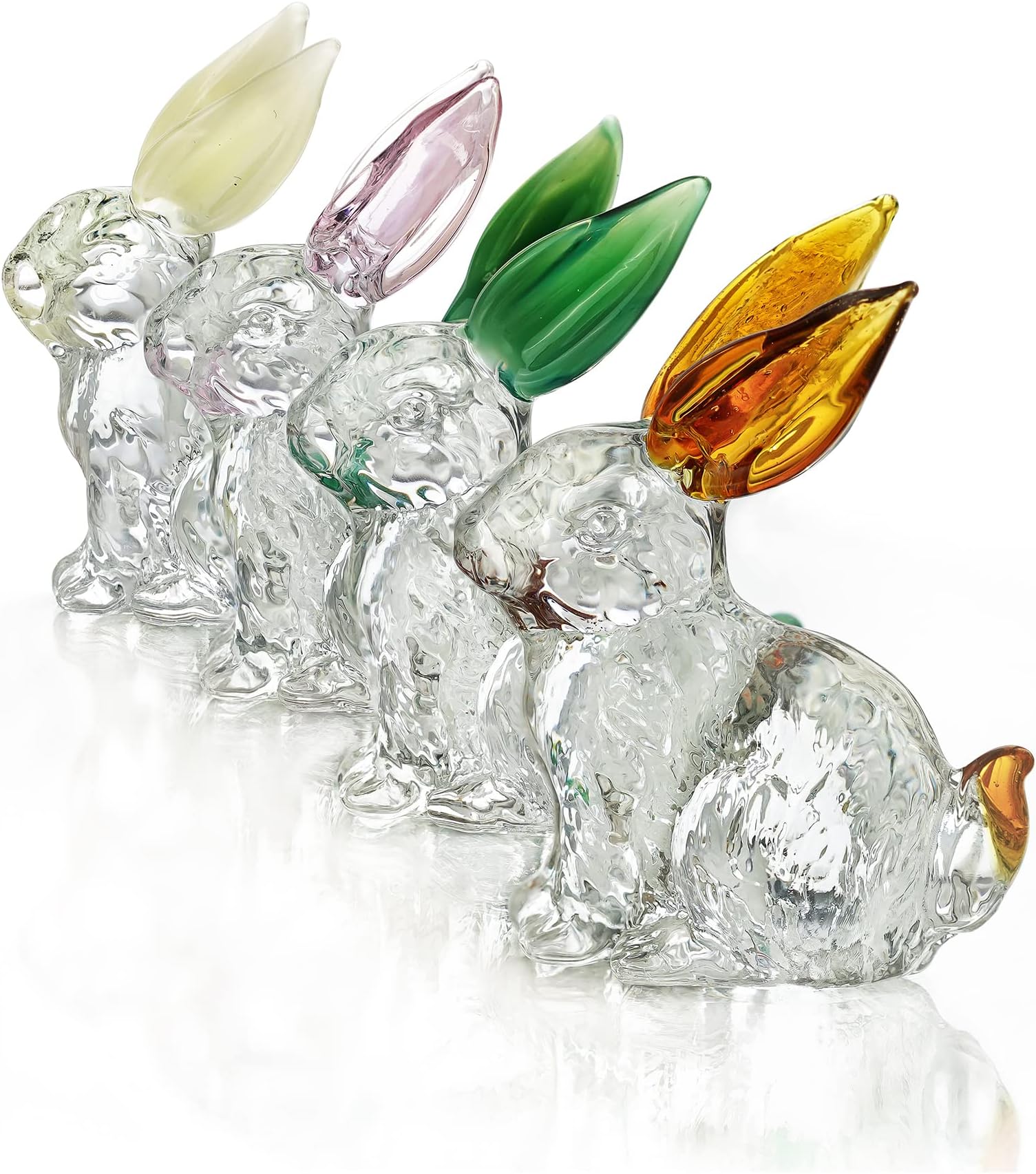 Amazon.com: YU FENG 2Pcs Handmade Crystal Rabbit Bunny Figurines ...