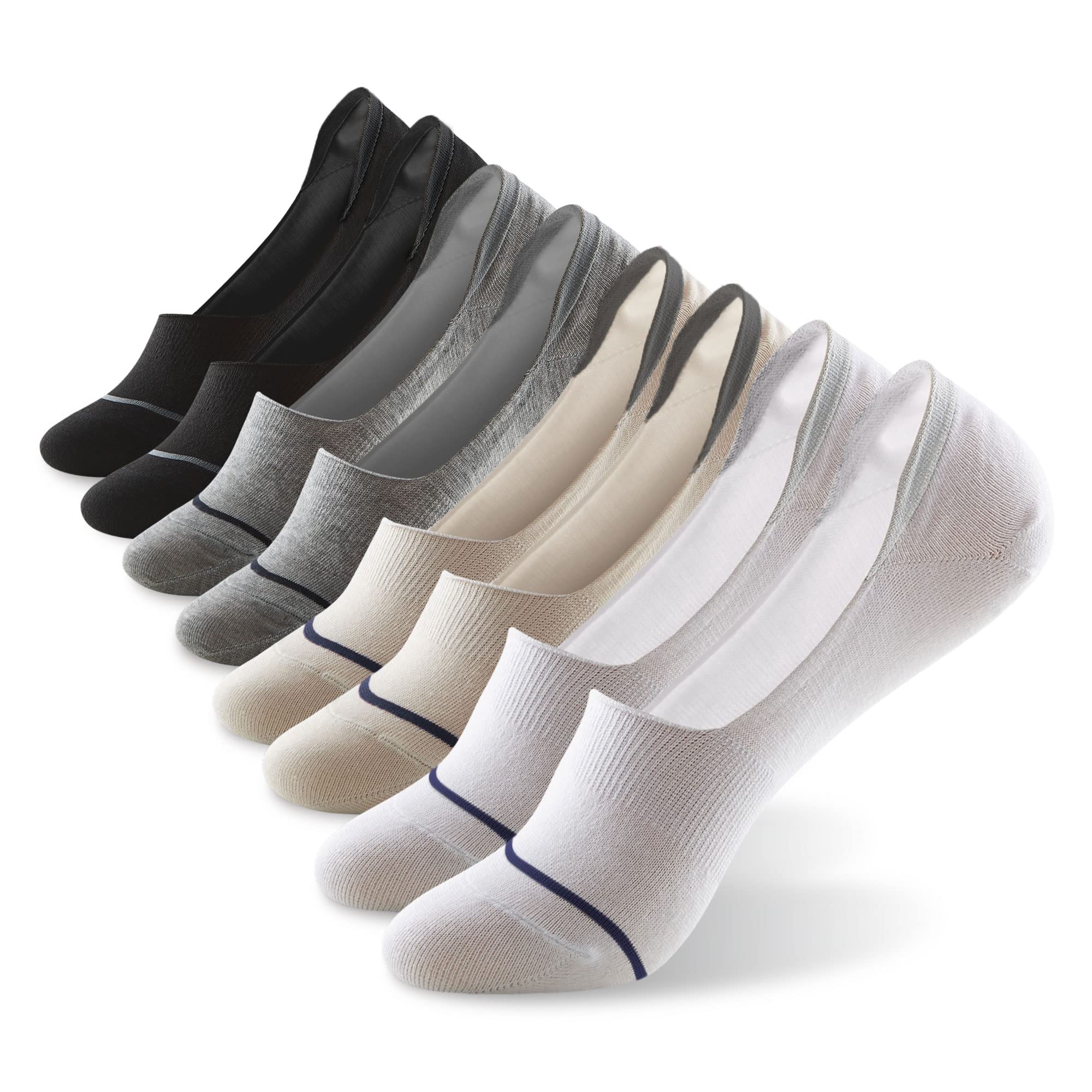 MONFOOT Women's and Men's 8-Pairs Invisible No-Show Non-slip Socks ...