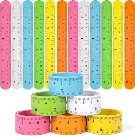 Amazon.com: LovesTown 12PCS Ruler Slap Bracelets, Colorful Silicone ...