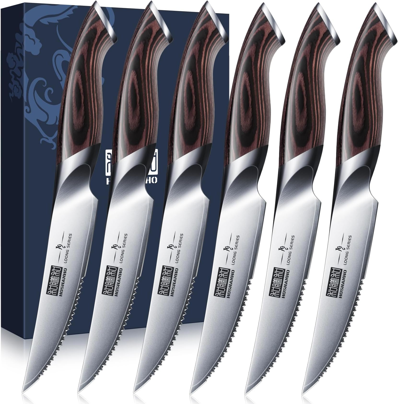 Tramontina 5” Jumbo Steak Knives Set of 4, Sharp Knife with Wooden ...
