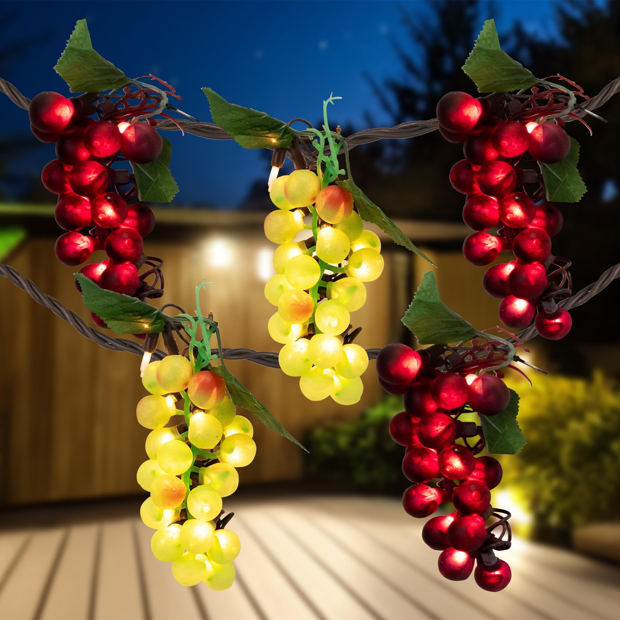 Amazon.com : 5-Count Red and Green Grape Cluster String Light Set, 8ft ...
